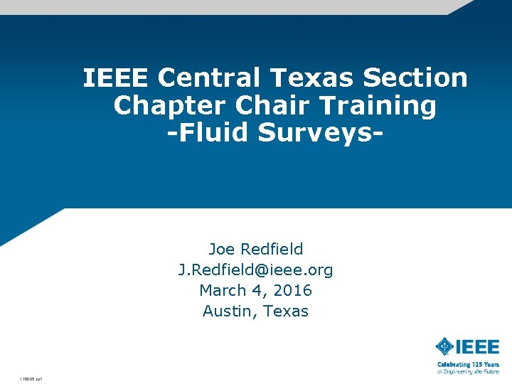IEEE Central Texas Section Chapter Chair Training Fluid