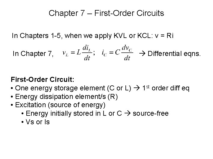 Chapter 7 FirstOrder Circuits In Chapters 1 5