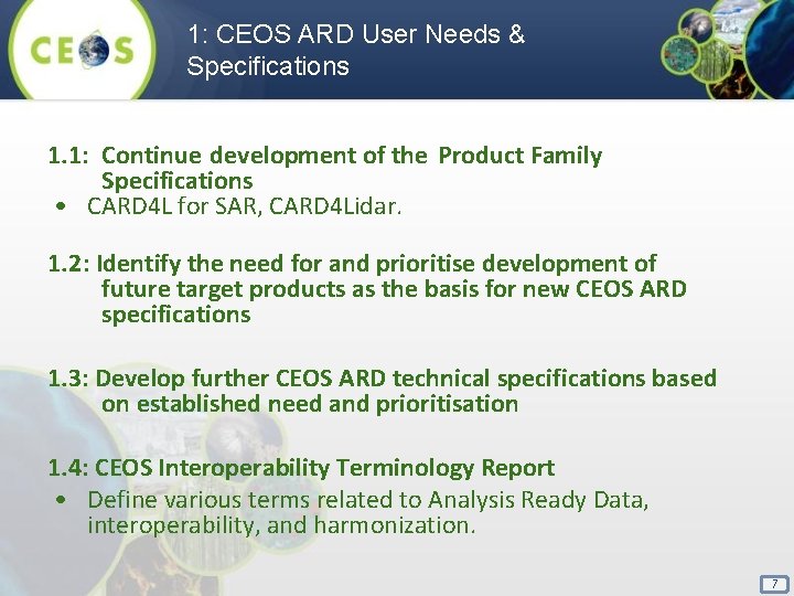Committee on Earth Observation Satellites CEOS Analysis Ready