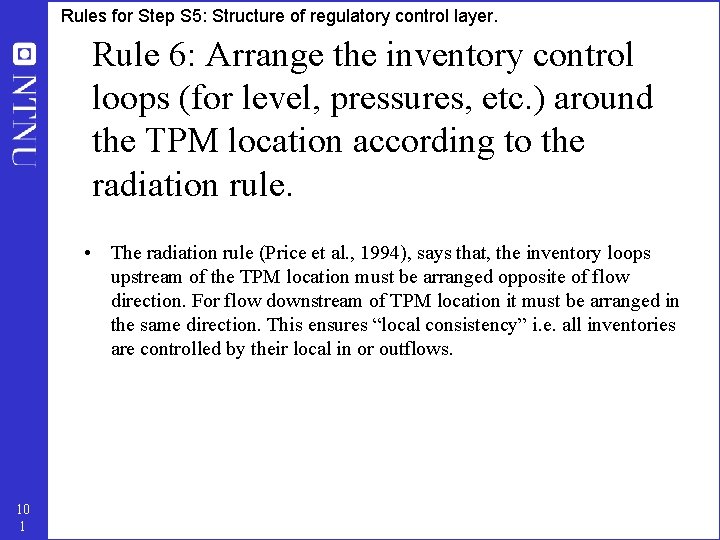 Part 3 Regulatory stabilizing control Outline Inventory level