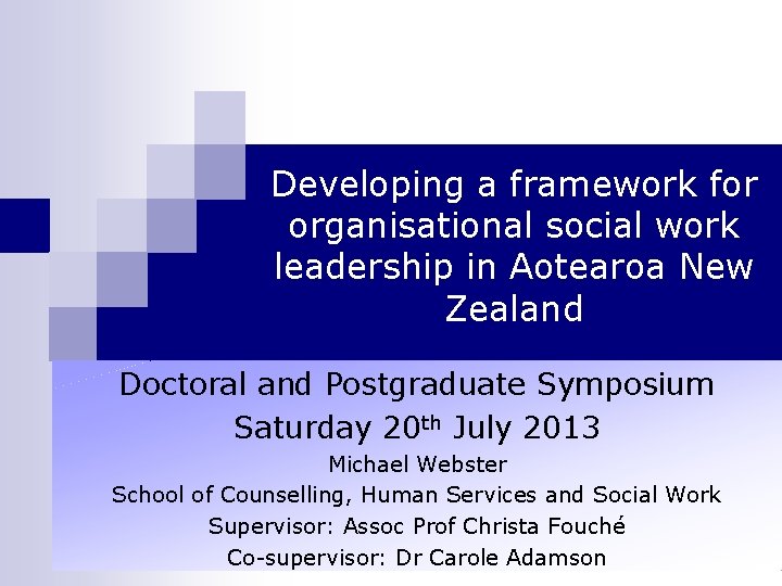 Developing a framework for organisational social work leadership