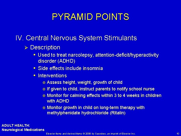 PYRAMID POINTS CHAPTER 66 NEUROLOGICAL MEDICATIONS PYRAMID POINTS