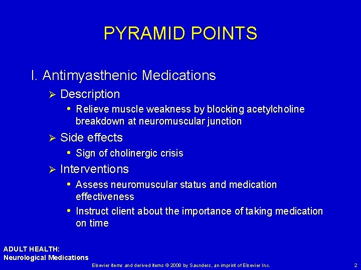 PYRAMID POINTS CHAPTER 66 NEUROLOGICAL MEDICATIONS PYRAMID POINTS
