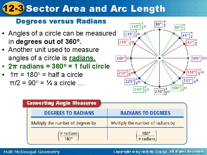 12 3 Sector Area and Arc Length Objectives