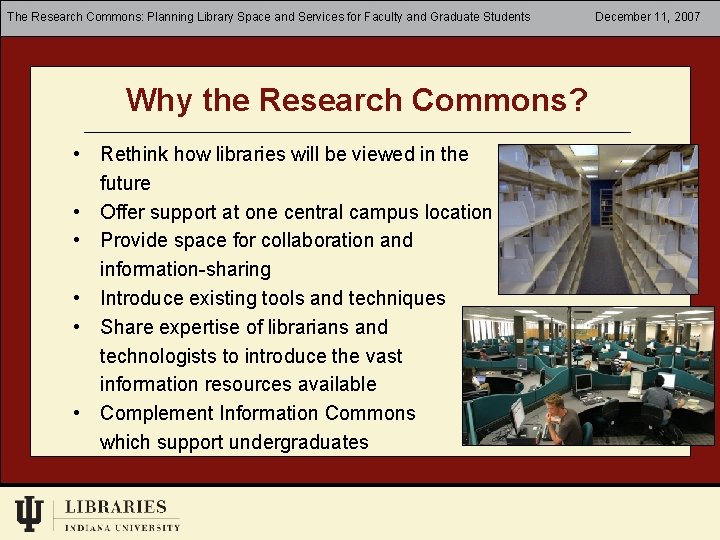 The Research Commons Planning Library Space and Services