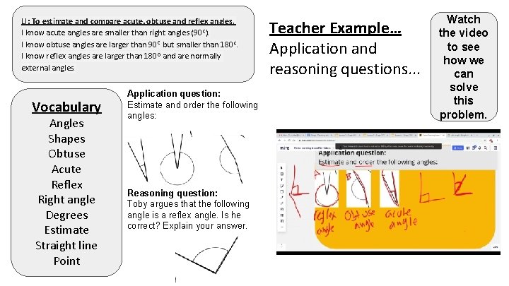 To estimate and compare acute obtuse and reflex