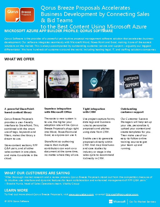 Qorus Breeze Proposals Accelerates Business Development by Connecting