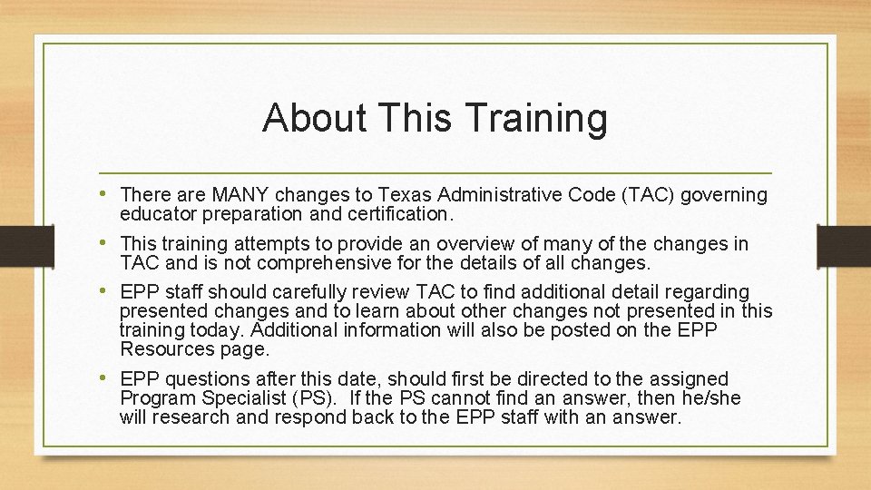 EPP Form Function Texas Education Agency February 2017