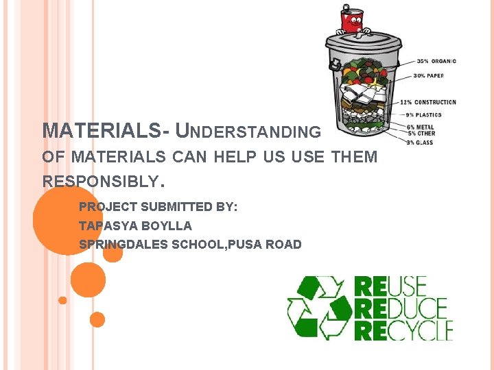 MATERIALS UNDERSTANDING THE NATURE OF MATERIALS CAN HELP