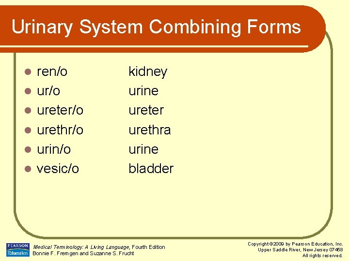 Medical Terminology A Living Language Urinary System Medical