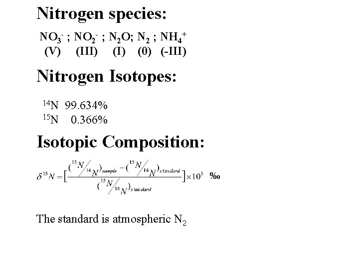 Lecture 18 The Ocean Nitrogen Cycle Denitrification Reactions
