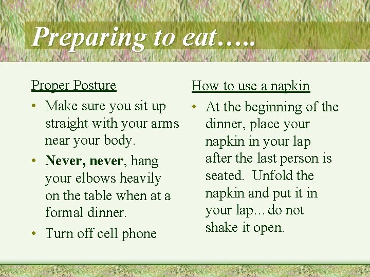 Proper Dining Etiquette Facilitator Joyce Thomas What is