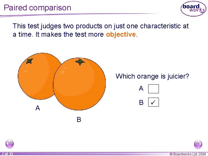 Evaluating Food Products These icons indicate that detailed