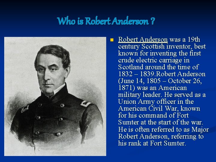 ROBERT ANDERSON Inventor of the first electric carriage