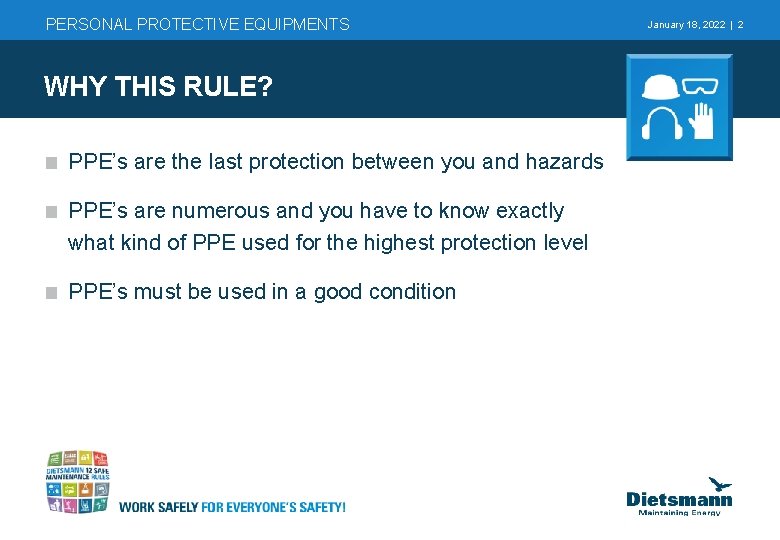 12 Safe Maintenance Rules PPE PERSONAL PROTECTIVE EQUIPMENTS