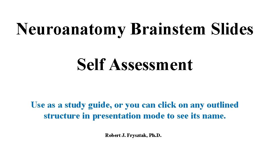 Neuroanatomy Brainstem Slides Self Assessment Use as a