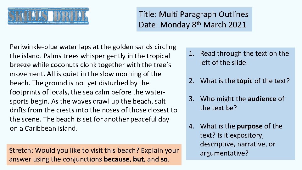 Title Multi Paragraph Outlines Date Monday 8 th