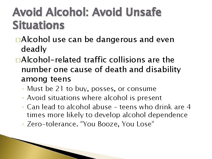 Choosing to Be Alcohol Free Facts Alcohol a
