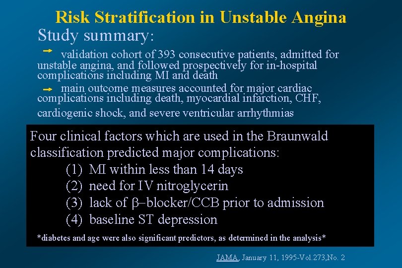 Risk Stratification in Unstable Angina Prospective Validation of