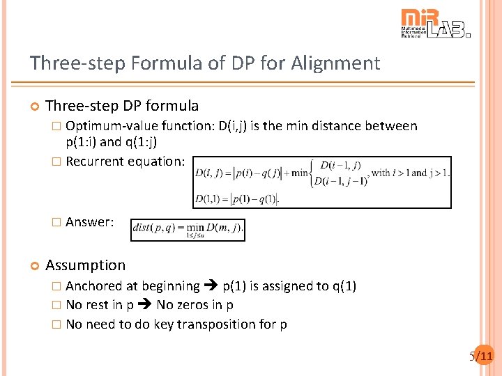 Query by SingingHumming via Dynamic Programming J S