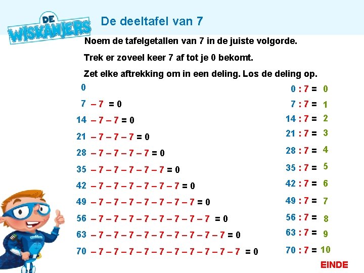 De deeltafel van 7 Compilatie Blok 6 les
