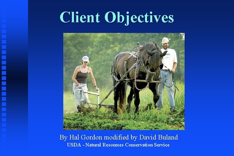 Client Objectives By Hal Gordon modified by David