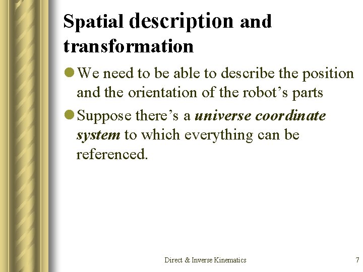 Direct Inverse Kinematics Algorithmic Robotics and Motion Planning