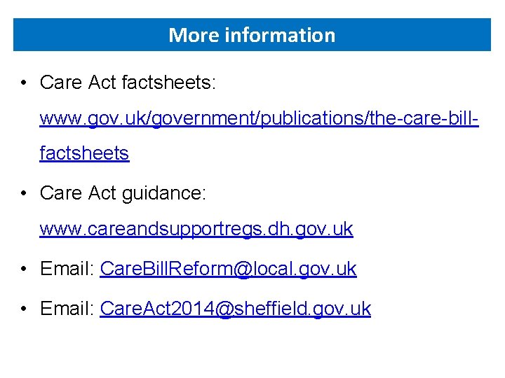 The Care Act 2014 Healthwatch Disability Sheffield Information
