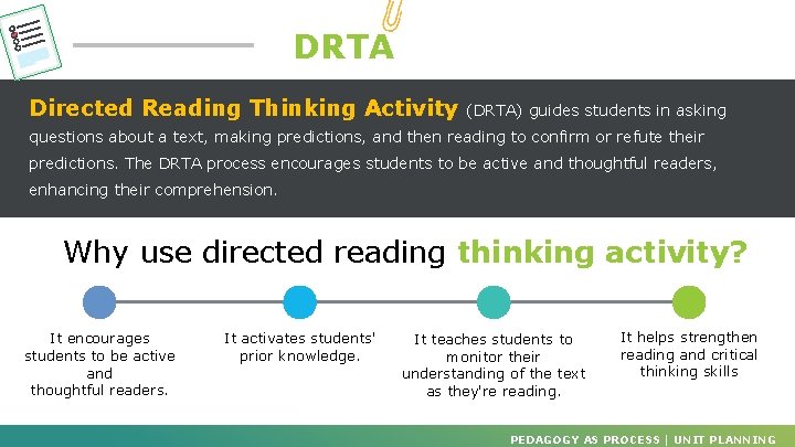 PEDAGOGY AS PROCESS UNIT PLANNING with focus on