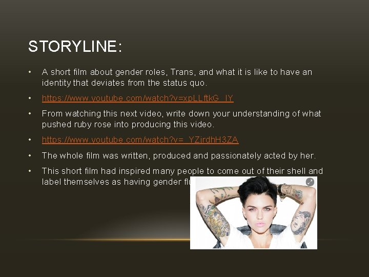 SHORT FILM PRESENTATION By AmirahGina BREAK FREE What