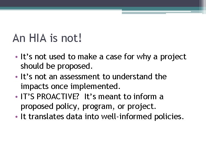 HIA Process Crook County Example CLHO Mentorship Program