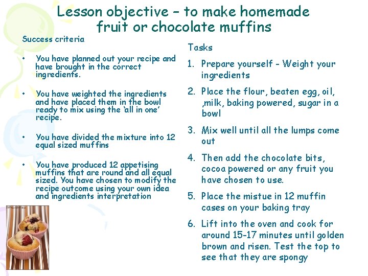 Food for Thought Lesson objective to Bara Brith