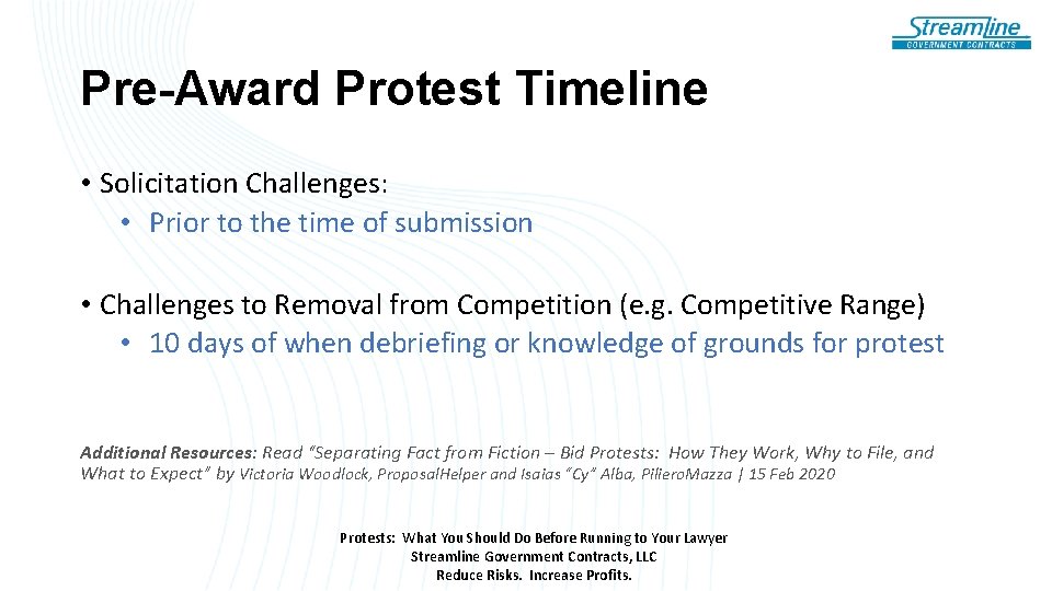 Bid Protest What to do before you run