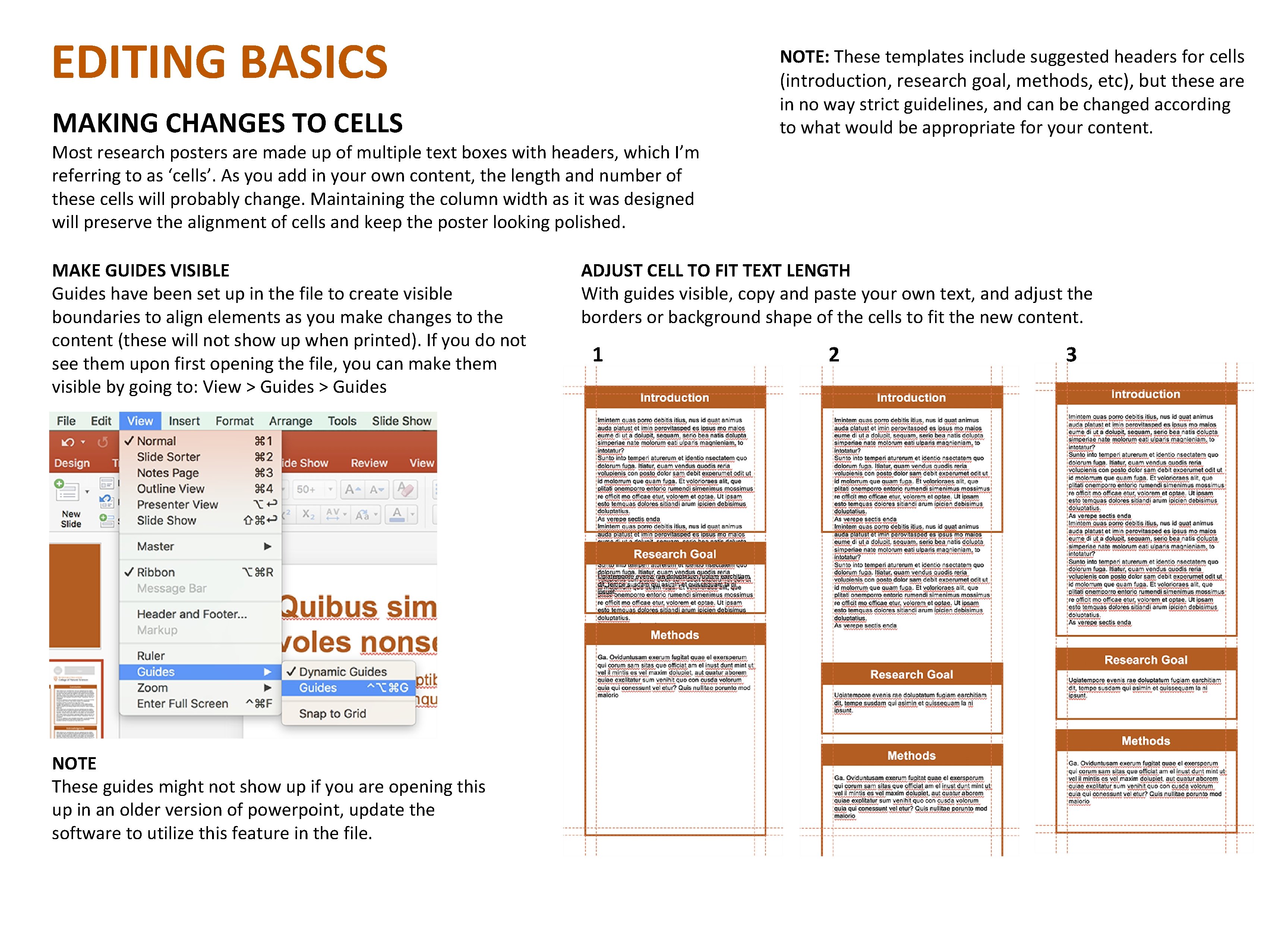 CHOOSE A LAYOUT BEFORE YOU START Template Guideline
