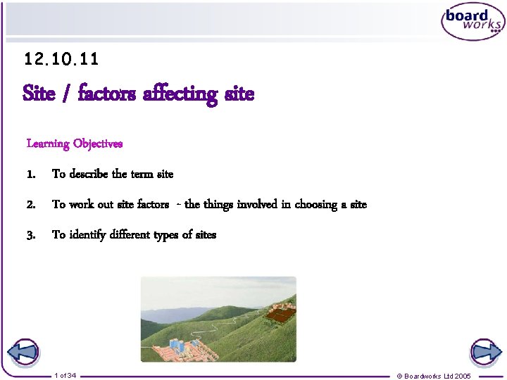 12 10 11 Site factors affecting site Learning