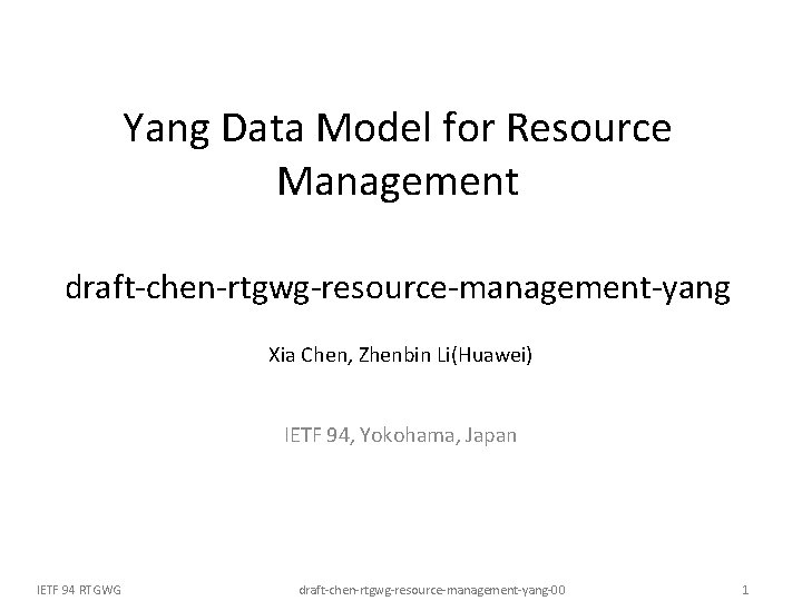 Yang Data Model for Resource Management ...