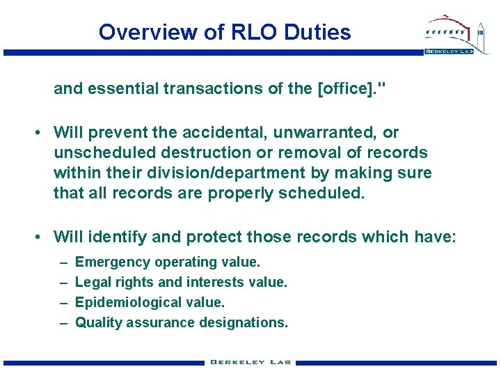 Archives and Records Management ARM at Berkeley Lab