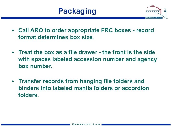 Archives and Records Management ARM at Berkeley Lab