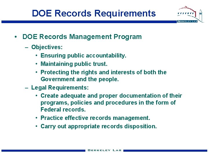 Archives and Records Management ARM at Berkeley Lab