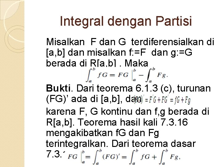 TEOREMA DASAR KALKULUS UNTUK INTEGRAL TUGAS ANALISIS REAL
