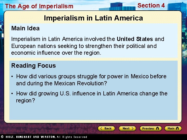 The Age of Imperialism Section 4 Imperialism in