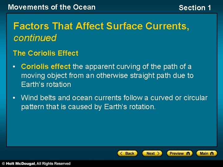 Movements of the Ocean Section 1 Ocean Currents