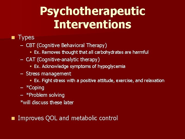 Type 1 Diabetes and Psychoeducation Using the Delivery