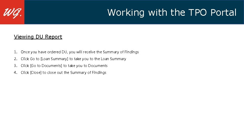 Ordering Credit Working with the TPO Portal Order
