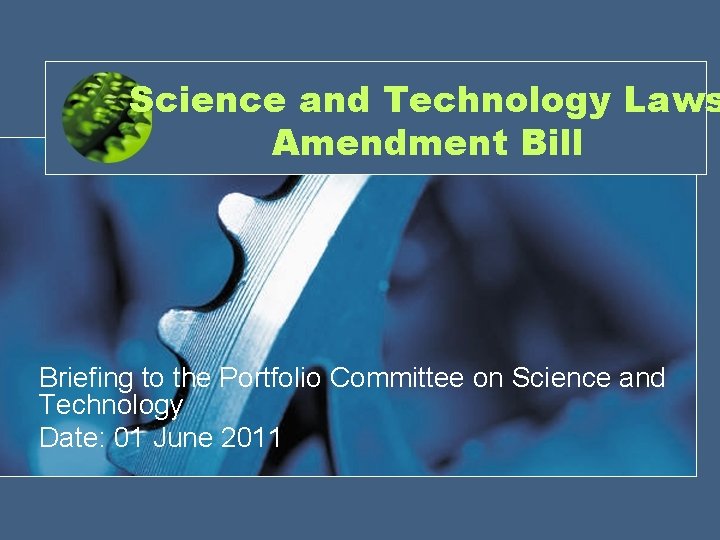 Science and Technology Laws Amendment Bill Briefing to