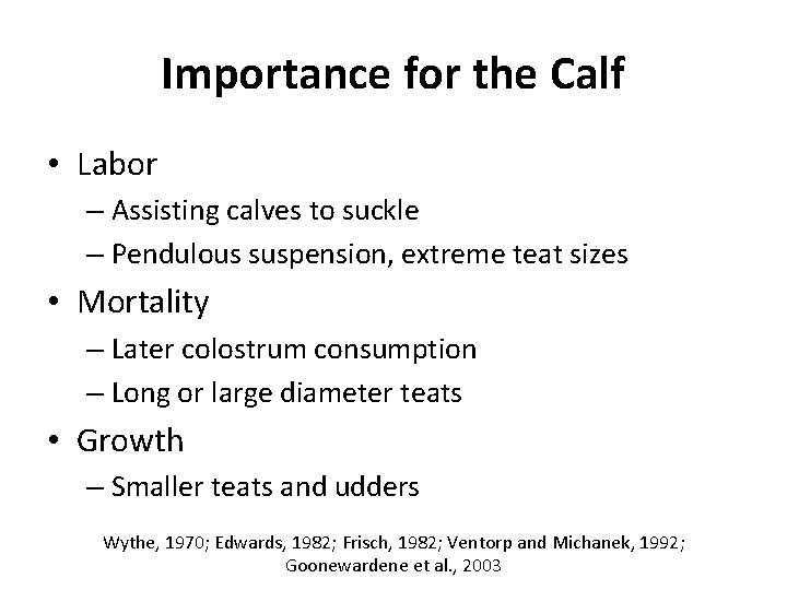Teat and Udder Score EPDs Heather Bradford University