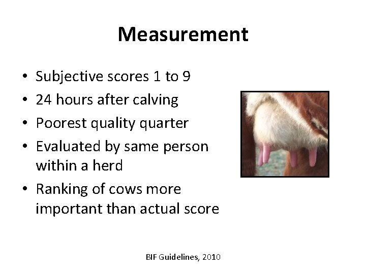 Teat and Udder Score EPDs Heather Bradford University