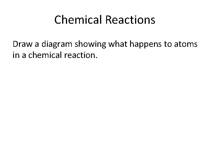 Chemical Reactions Draw a diagram showing what happens