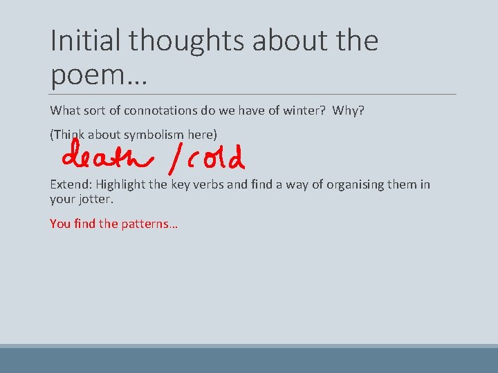 Winter EDWIN MORGAN Binghams Pond Initial thoughts about