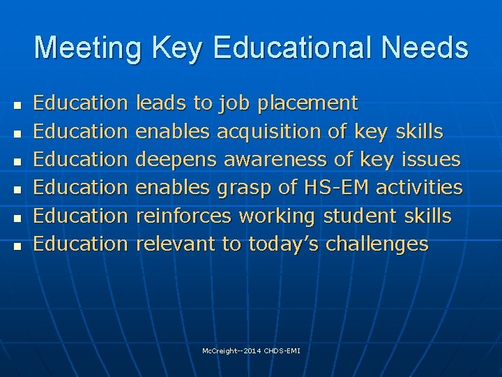 A Pathway Forward Improving HS and EM Education